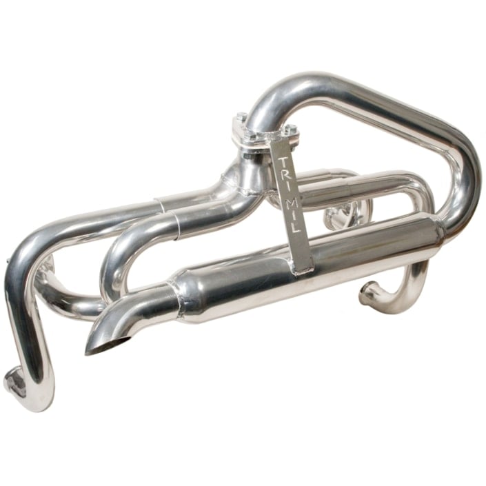 Tri-Mil Bobtail Exhaust System, 1-1/2" Heater Box Header with Glass-Pak ...