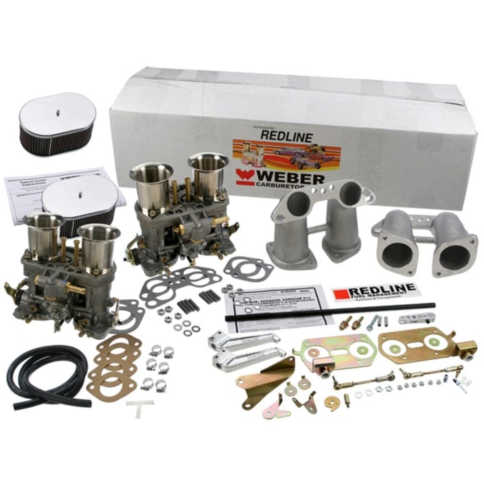 Weber Dual 44 IDF Carburetor Kit with Hex Bar Linkage, Air Cleaners ...
