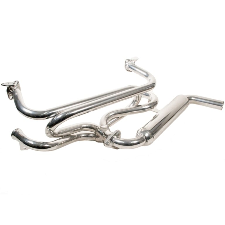 Tri-Mil Single Glass-Pak Exhaust System with Heat Risers, Polished ...