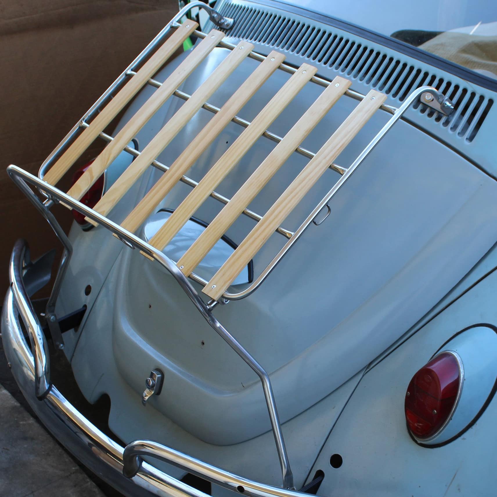 Stainless Steal Deck Lid Rack with Oak Slats, fits '49-'67 Bug | AA ...