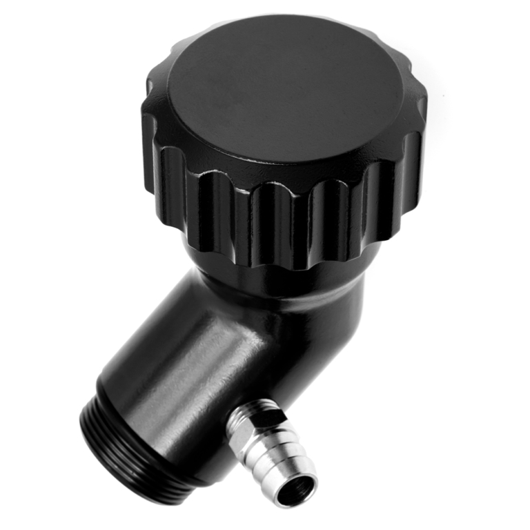 Angled Oil Filler Extension with Billet Aluminum Cap, Black Anodized ...